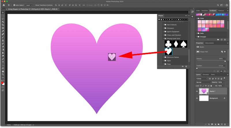 Drawing Custom Shapes with the Shapes Panel in Photoshop CC 2020