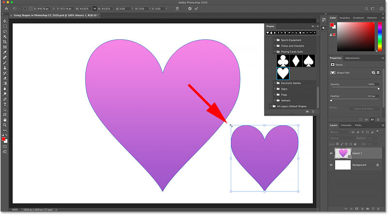 Drawing Custom Shapes with the Shapes Panel in Photoshop CC 2020